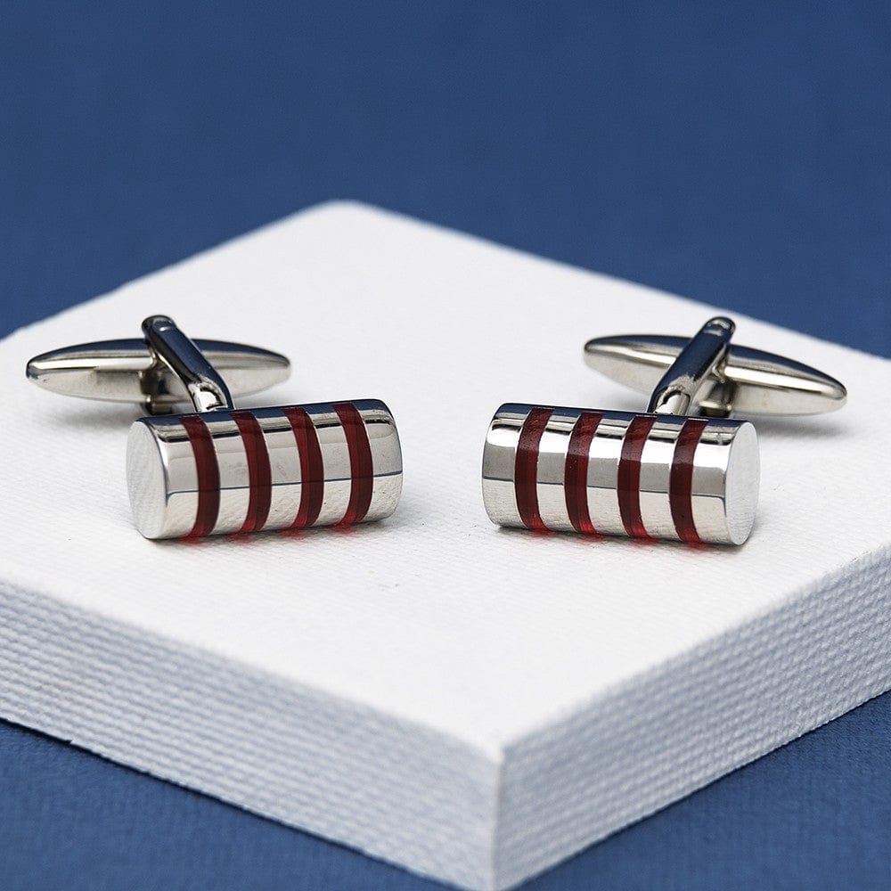 Red Striped Cylinder Cufflinks | Fashion Cufflinks UK