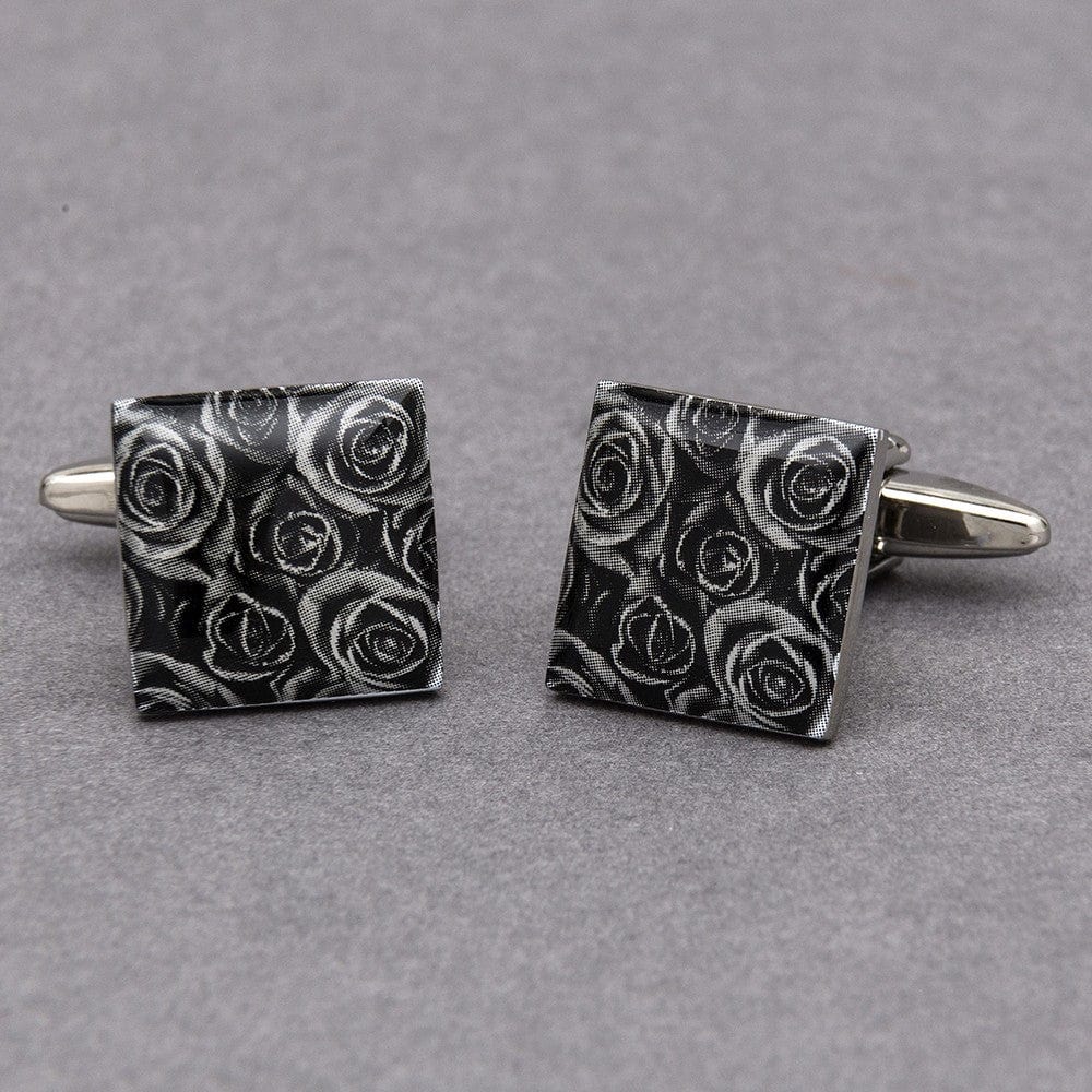 Black Rose Cufflinks | Flower Cufflinks UK | Wedding Cufflinks