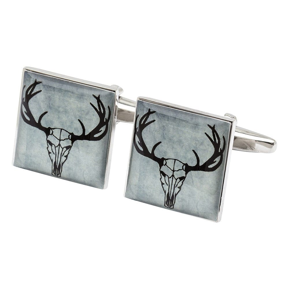 Horned Stag Skull Cufflinks | Deer Cufflinks | Animal Cufflinks