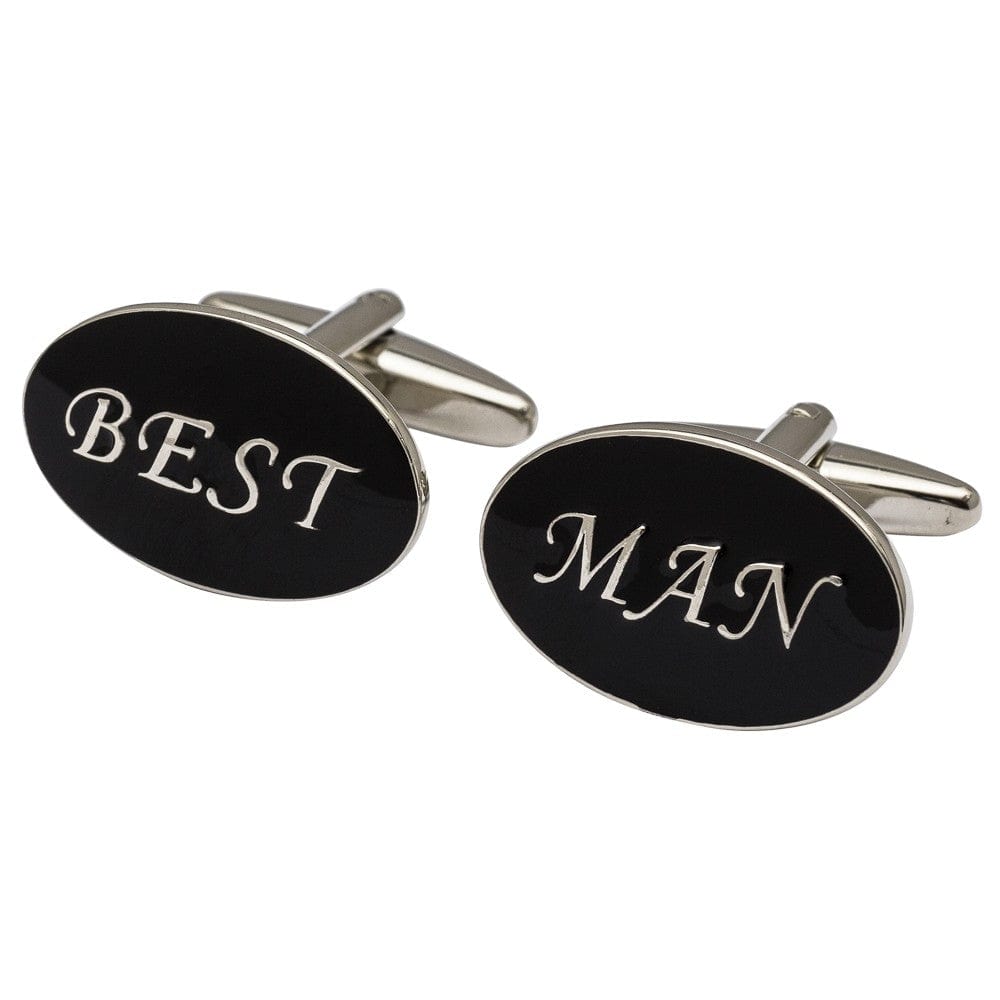 Oval Black Best Man Cufflinks | Budget Best Man Wedding Cufflinks