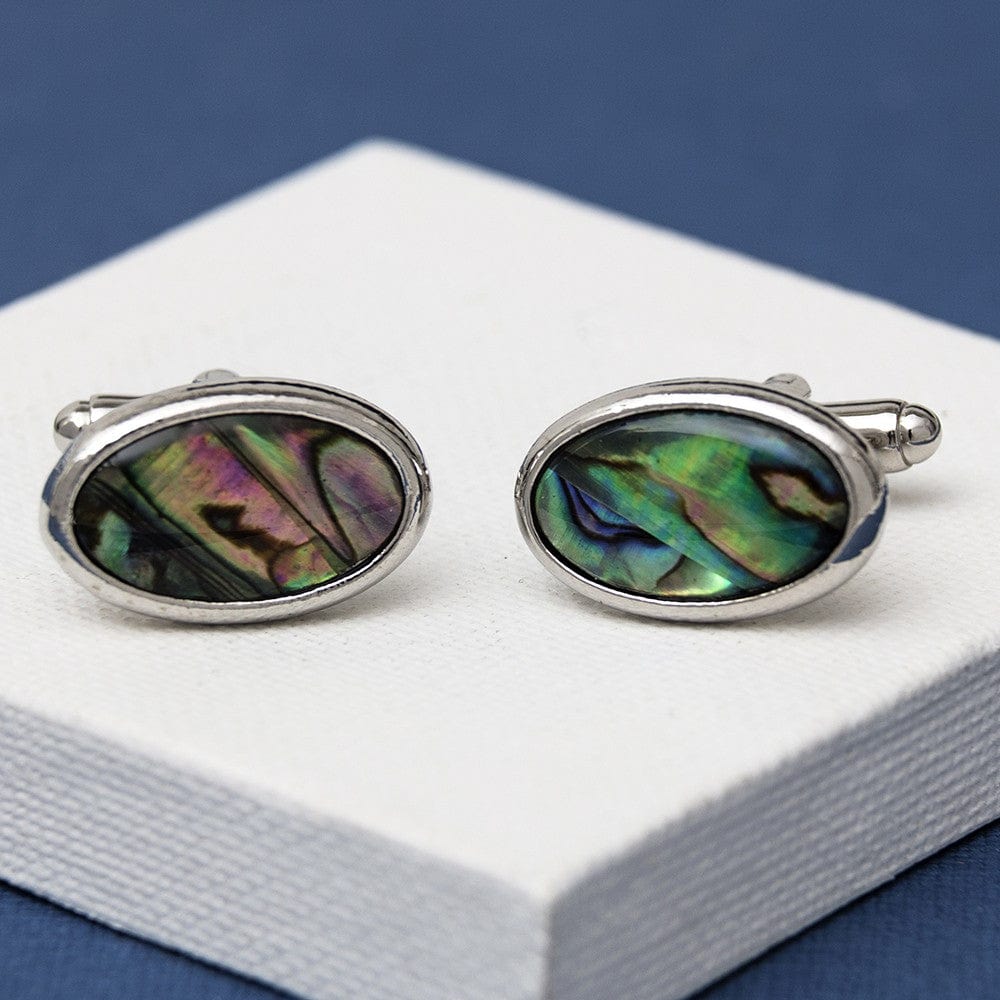 Oval Paua Shell cufflinks | Green Paua Shell Cufflinks For Men UK