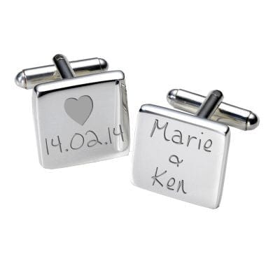 Date and Names Engraved Wedding Cufflinks