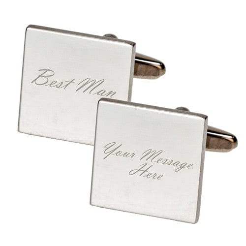 Personalised Best Man Cufflinks - Square & Engraved