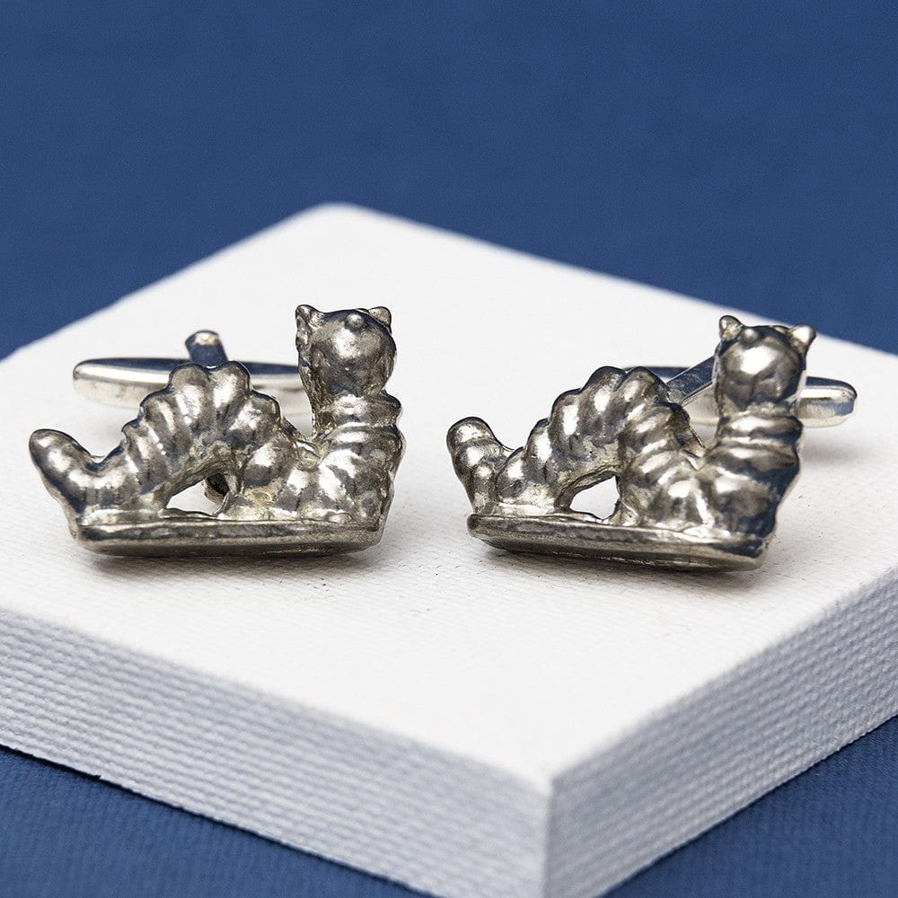 Pewter Caterpillar Cufflinks | Insect Cufflinks | Animal Cufflinks
