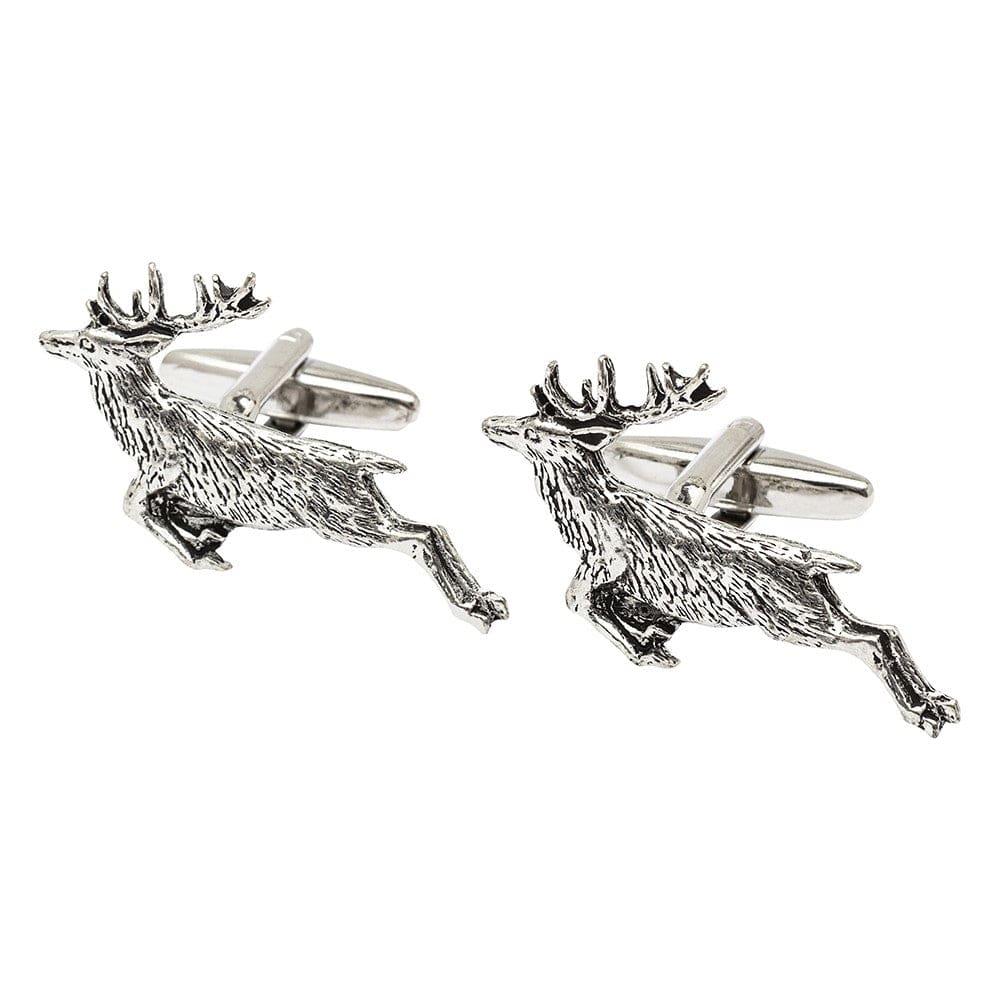 Quality Pewter Leaping Stag Cufflinks | Pewter Country Animal Cufflinks