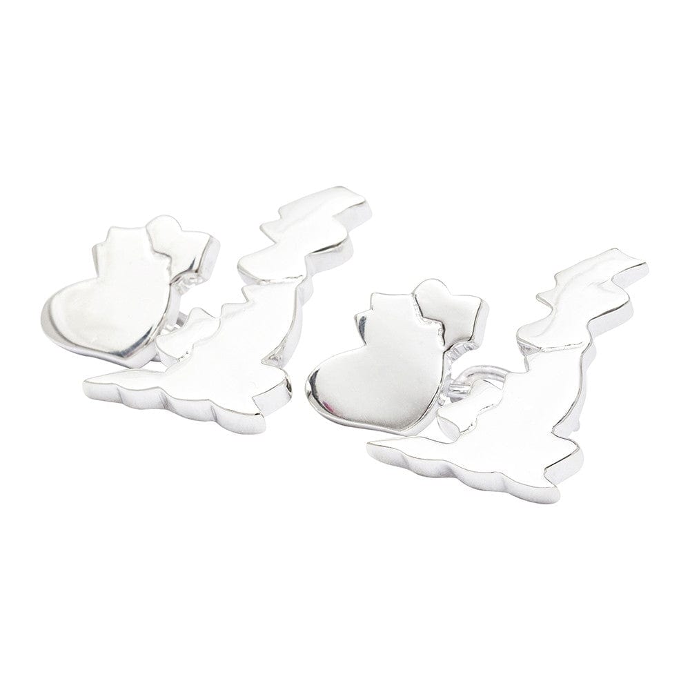 Silver Plated United Kingdom Map Chain Link Cufflinks