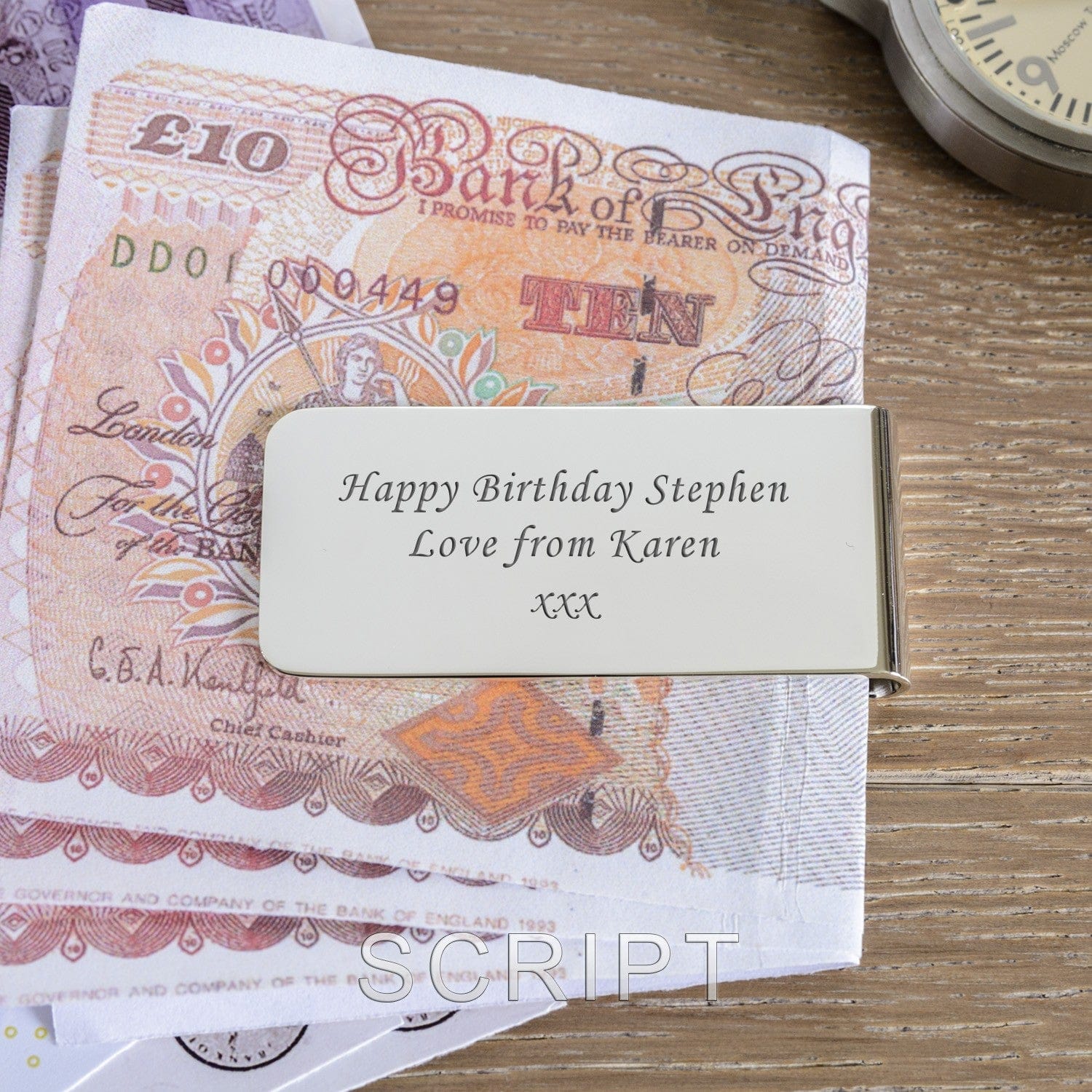 Personalised Silver Plated Money Clip | Engraved Money Clip