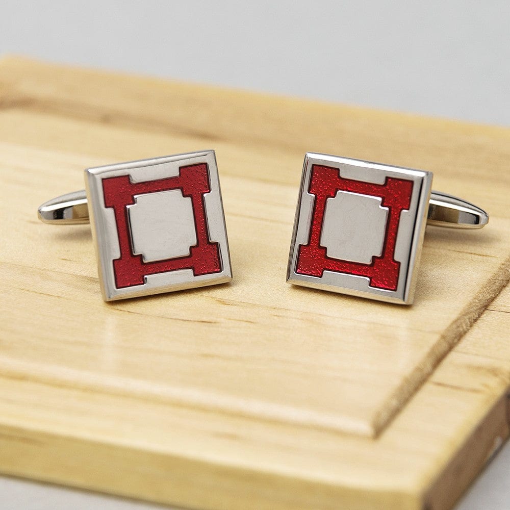 Fortress Red Cufflinks | Designer Red and Silver Cufflinks For Men UK