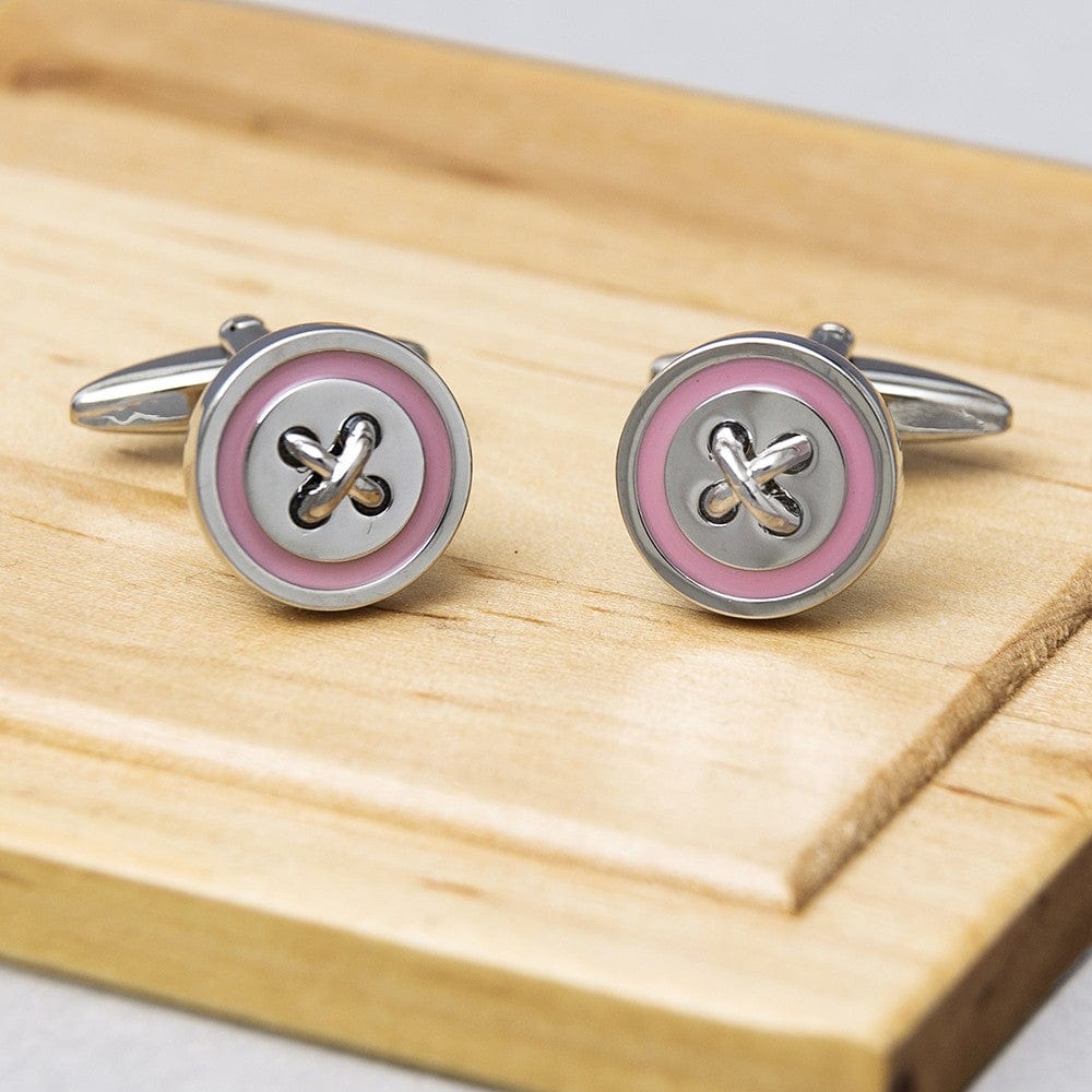 Pink Button Cufflinks | Pink Wedding Cufflinks | Modern Cufflinks UK