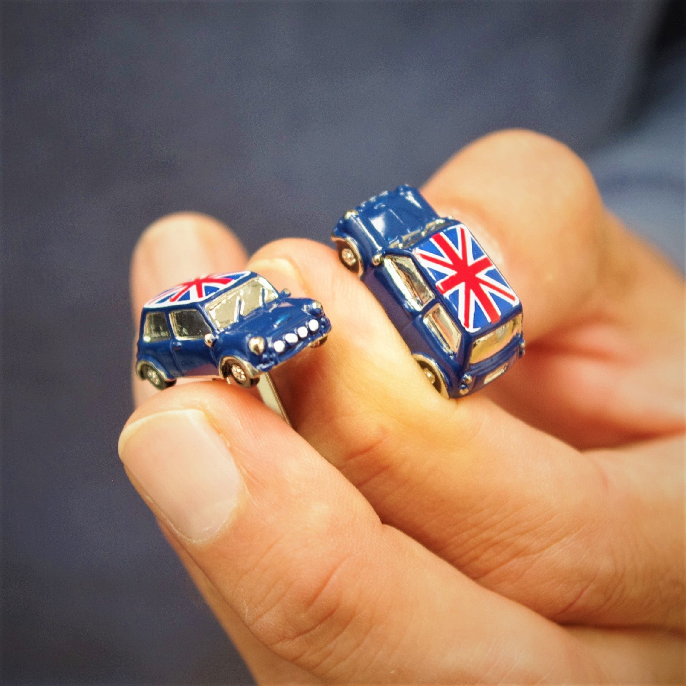 Union Jack 3D Blue Mini Cufflinks | Classic Car Cufflinks | Flag Cufflinks