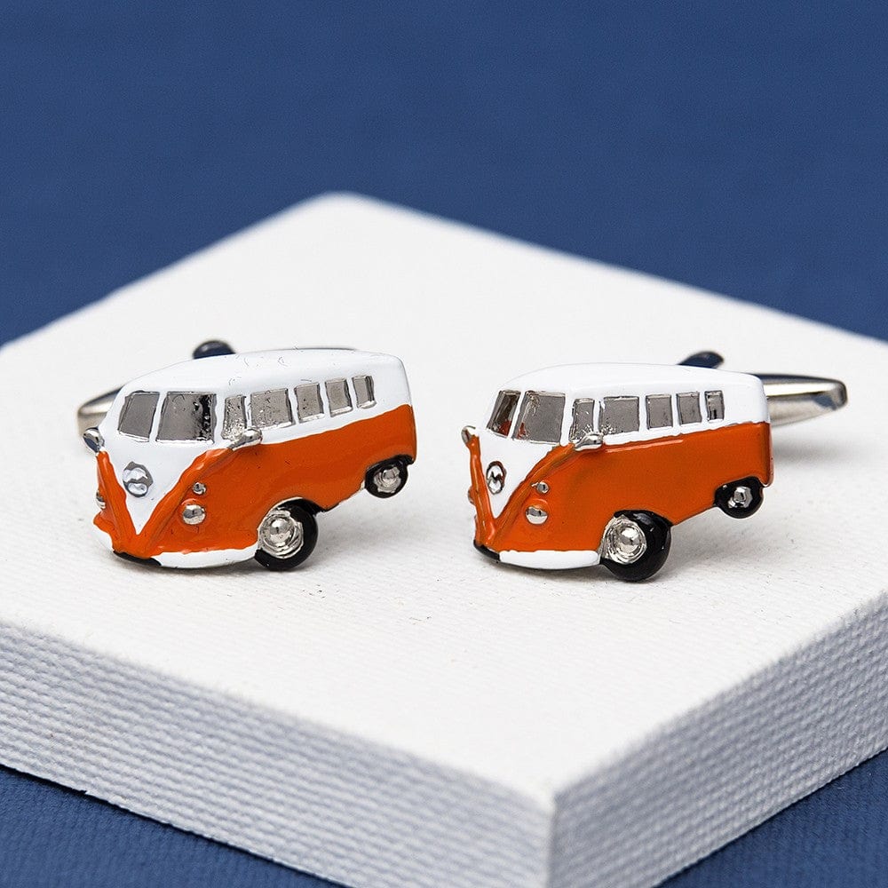 Orange Campervan Cufflinks | Cool Camper Van Cufflinks | VW Cufflinks