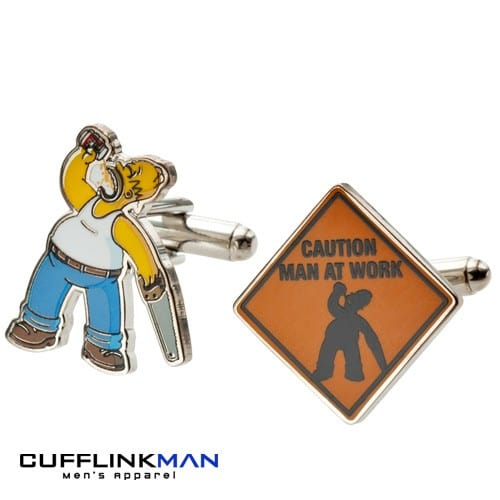 Simpsons Caution Man At Work Cufflinks