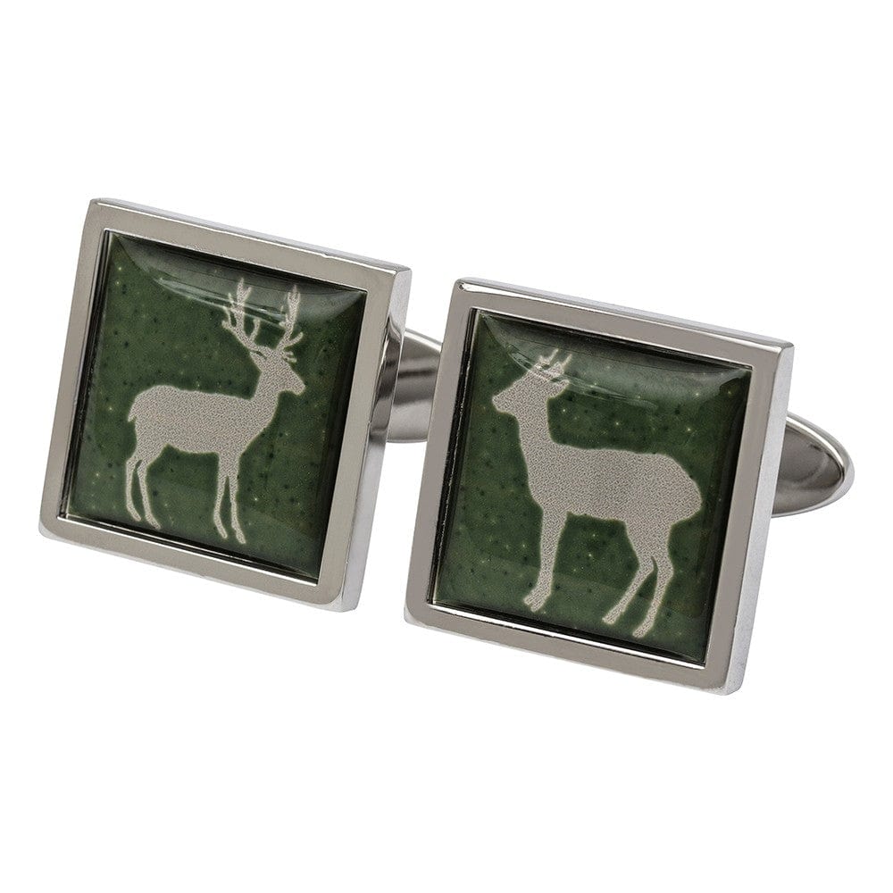Stag and Doe on Green Cufflinks