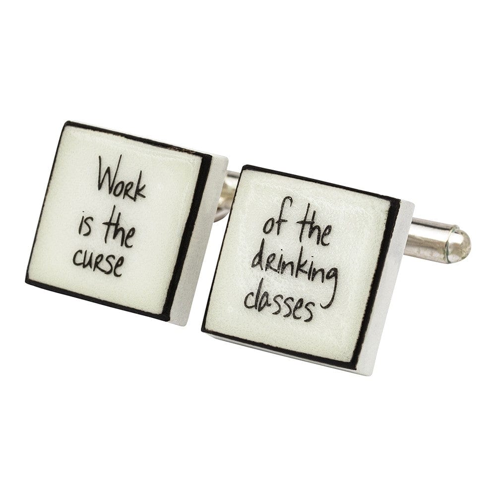 "Work Is The Curse" Bone China Cufflinks